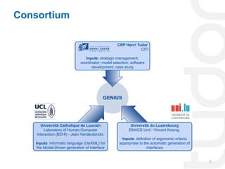 Genius: user interfaces design process taking into account usability ...
