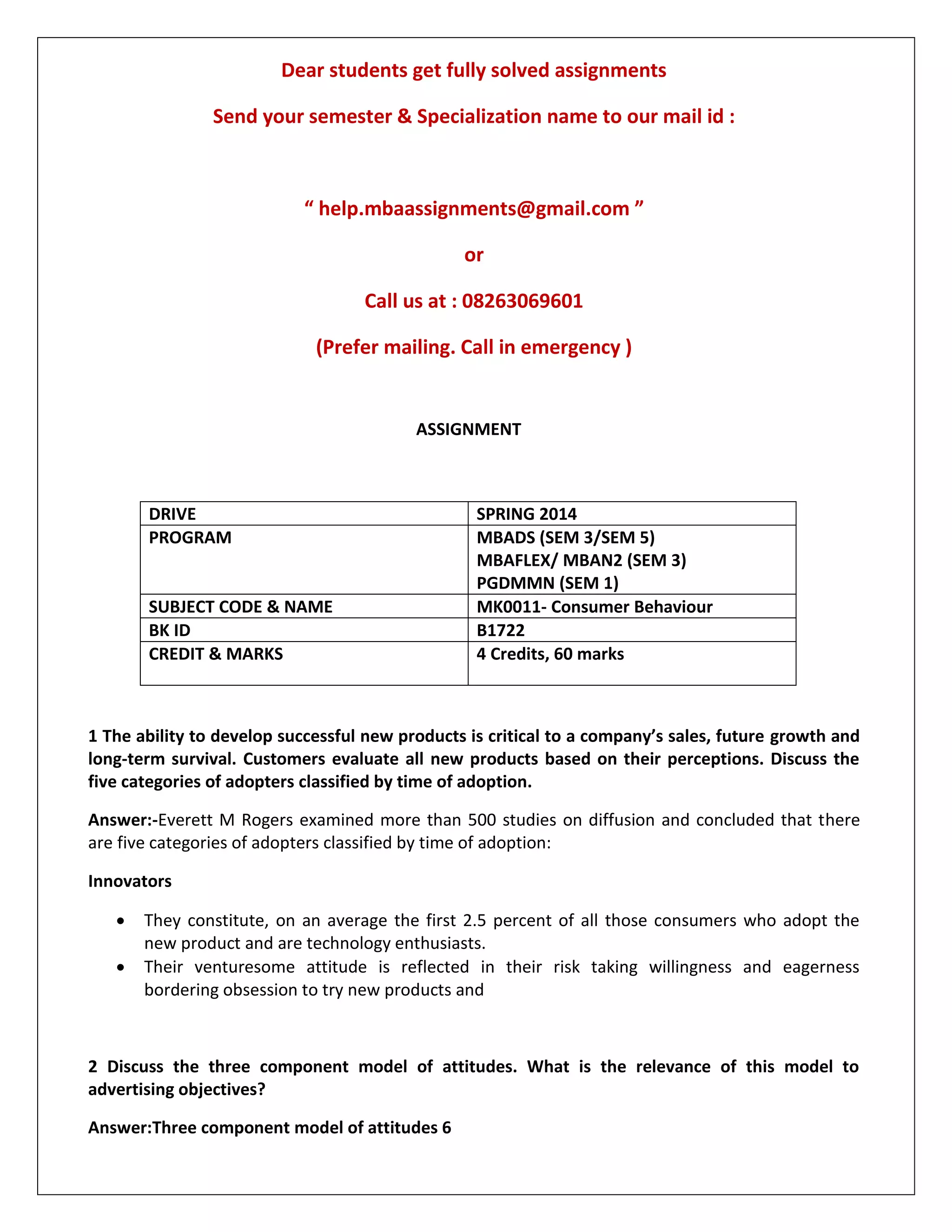 Mk0011 consumer behaviour | DOCX