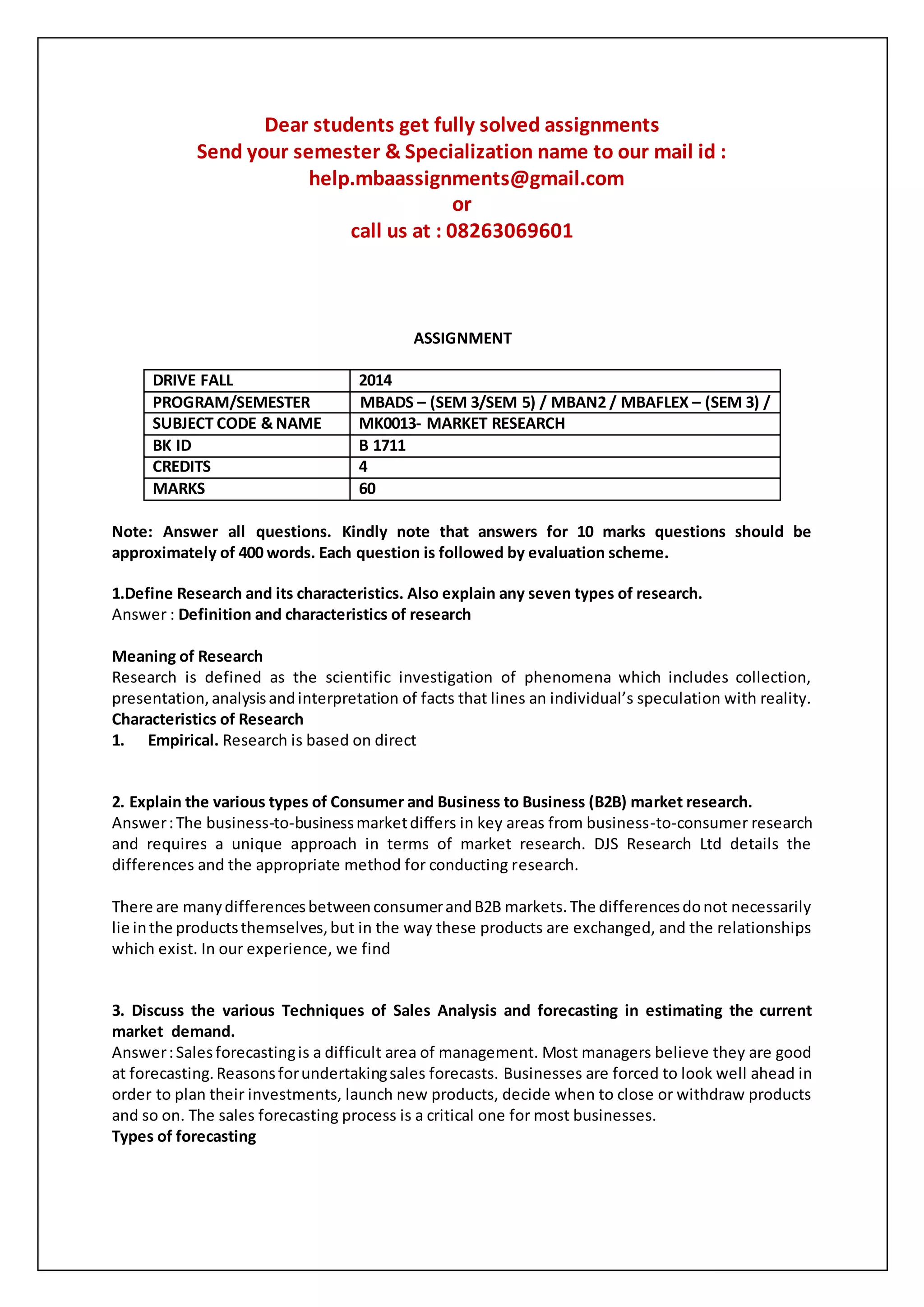 Mk0013 market research | PDF