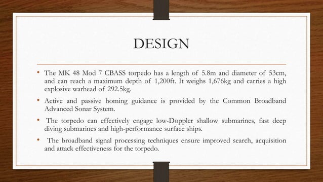 Mk 48 mod 7 common broadband advanced sonar system (cbass) | PPT
