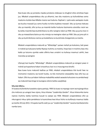 MKAKATI WA KUJENGA MSINGI WA HUDUMA YA YKM | PDF