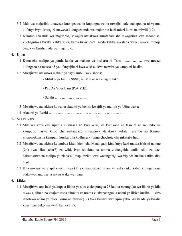 Mkataba wa ajira | DOCX