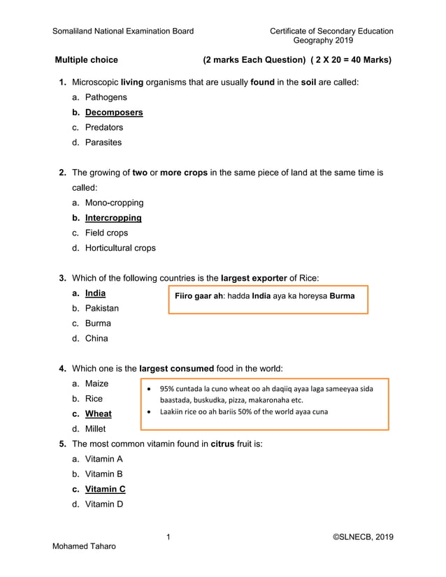 GEO_F4_Exam-2019-Answers.pdf | Gardening | Home & Garden