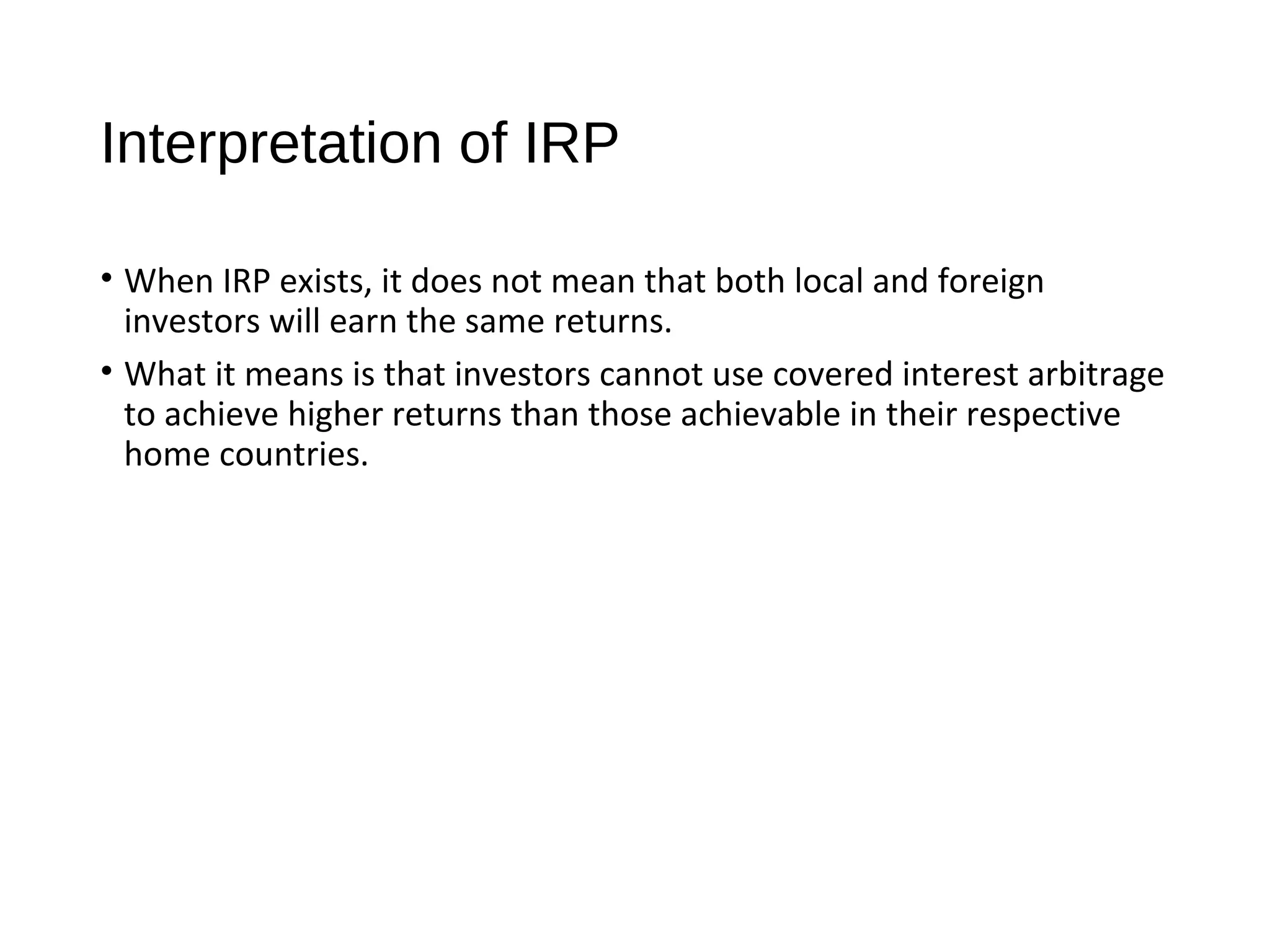 International Arbitrage and Interest Rate Parity (IRP) | PPT