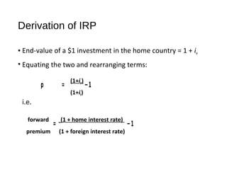 International Arbitrage and Interest Rate Parity (IRP) | PPT