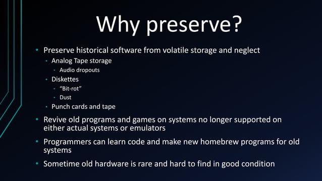 Rescuing and preserving old software | PPT | Free Download