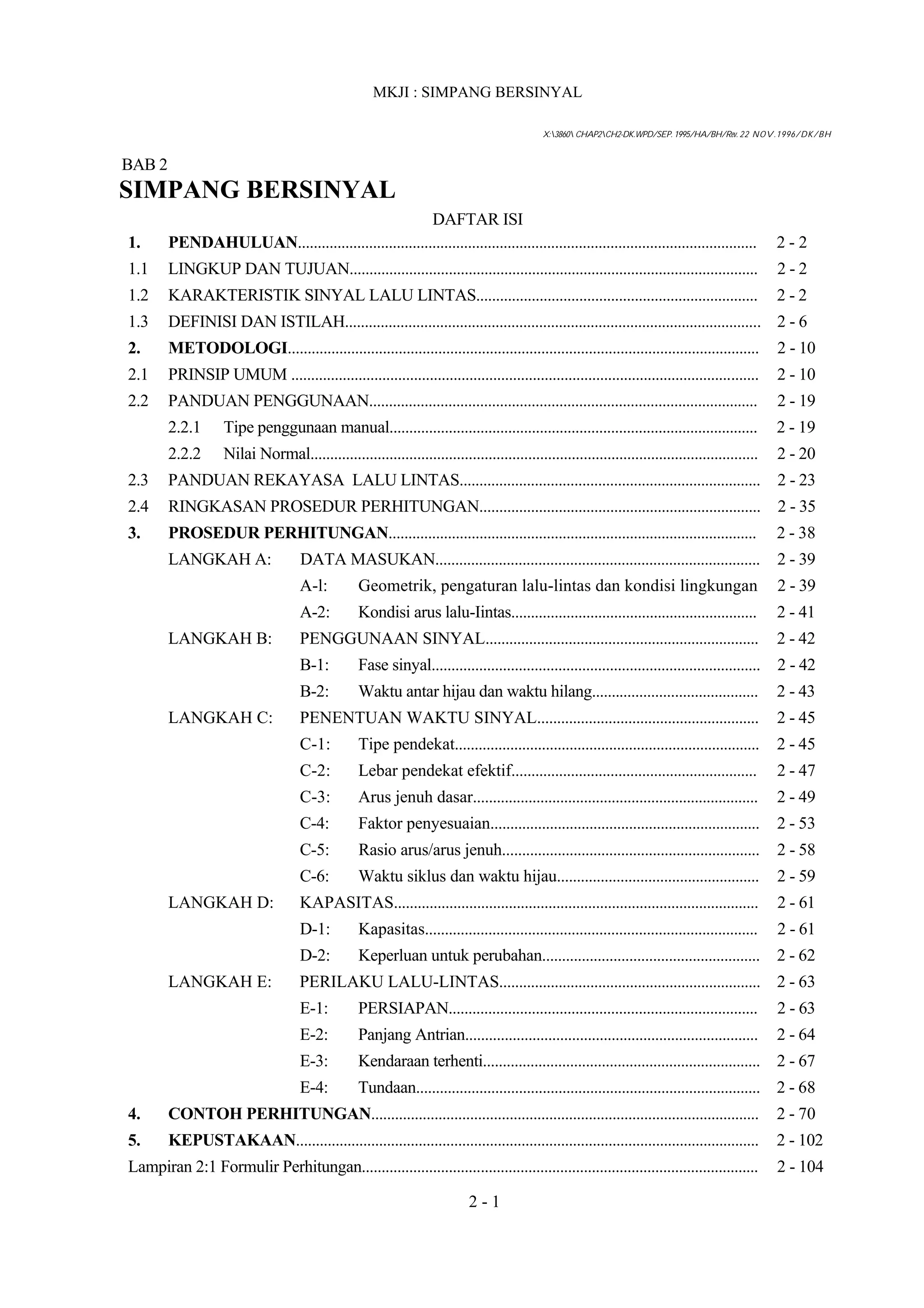 Manual Kapasitas Jalan Indonesia (MKJI) 1997 | PDF