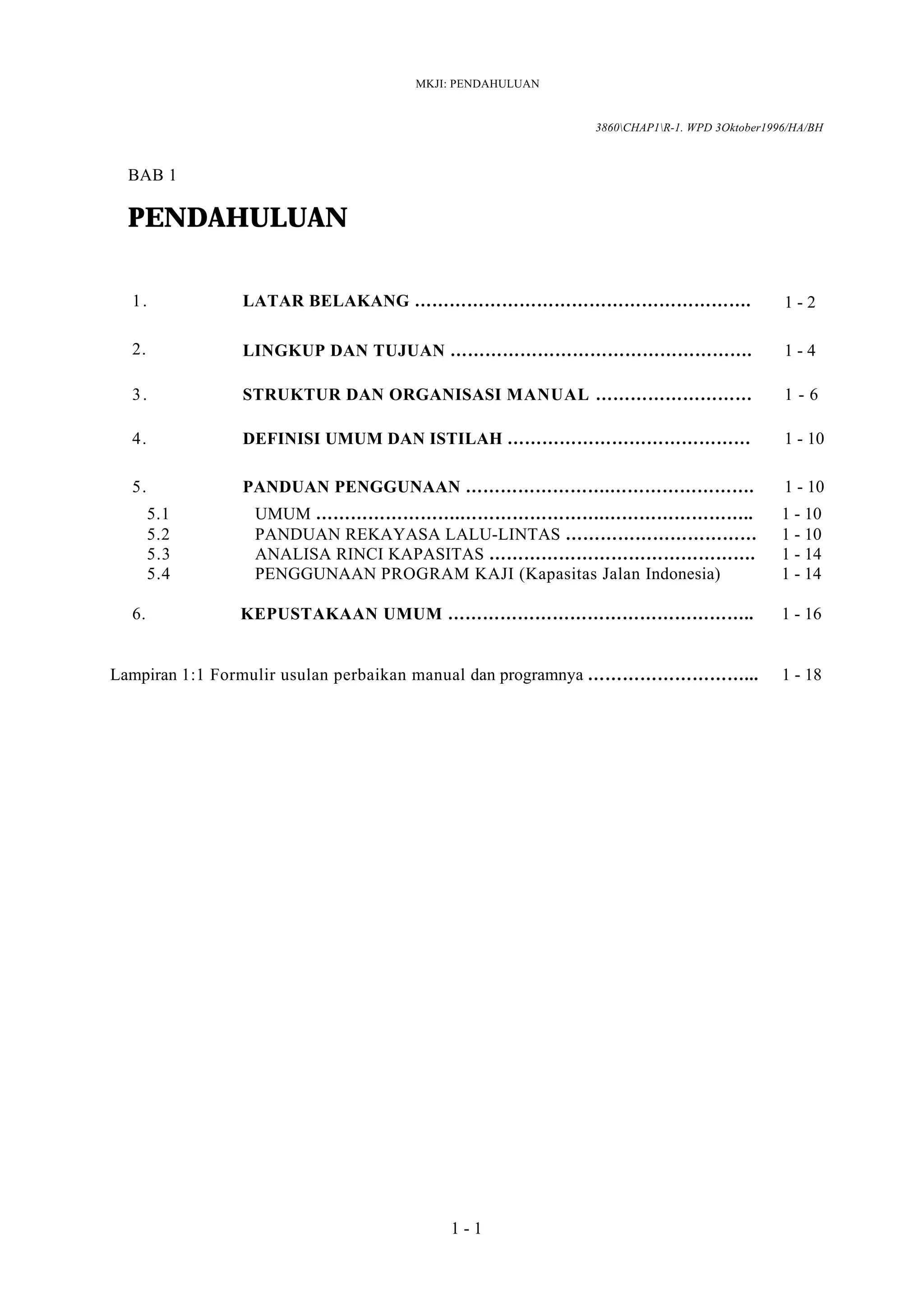 Manual Kapasitas Jalan Indonesia (MKJI) 1997 | PDF
