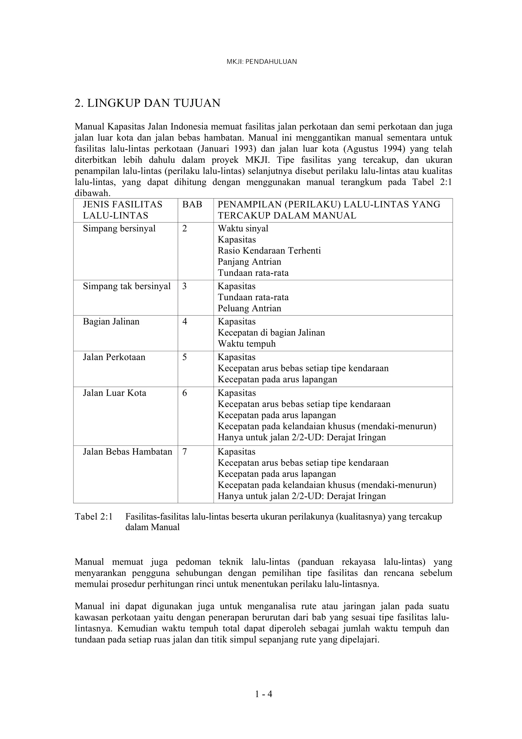 Manual Kapasitas Jalan Indonesia (MKJI) 1997 | PDF