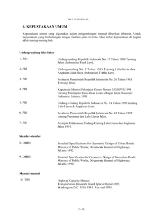 Manual Kapasitas Jalan Indonesia (MKJI) 1997 | PDF