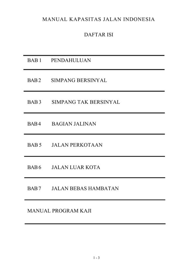 Manual Kapasitas Jalan Indonesia (MKJI) 1997 | PDF