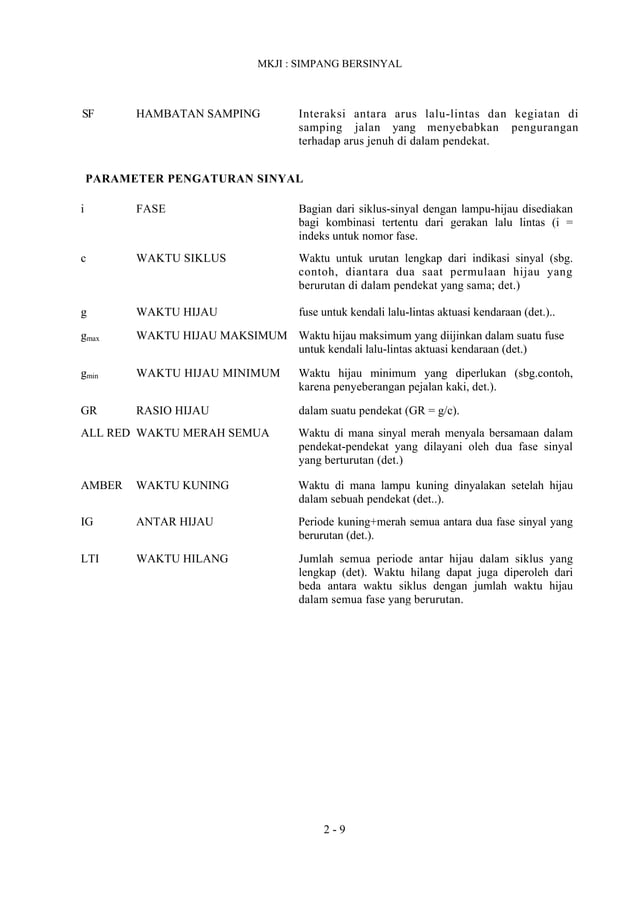 Manual Kapasitas Jalan Indonesia (MKJI) 1997 | PDF