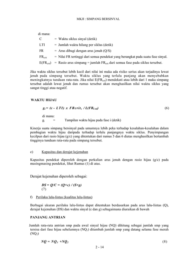 Manual Kapasitas Jalan Indonesia (MKJI) 1997 | PDF