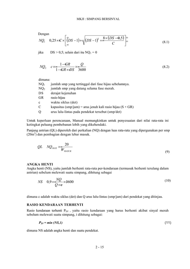 Manual Kapasitas Jalan Indonesia (MKJI) 1997 | PDF