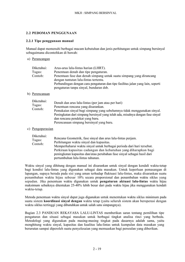 Manual Kapasitas Jalan Indonesia (MKJI) 1997 | PDF