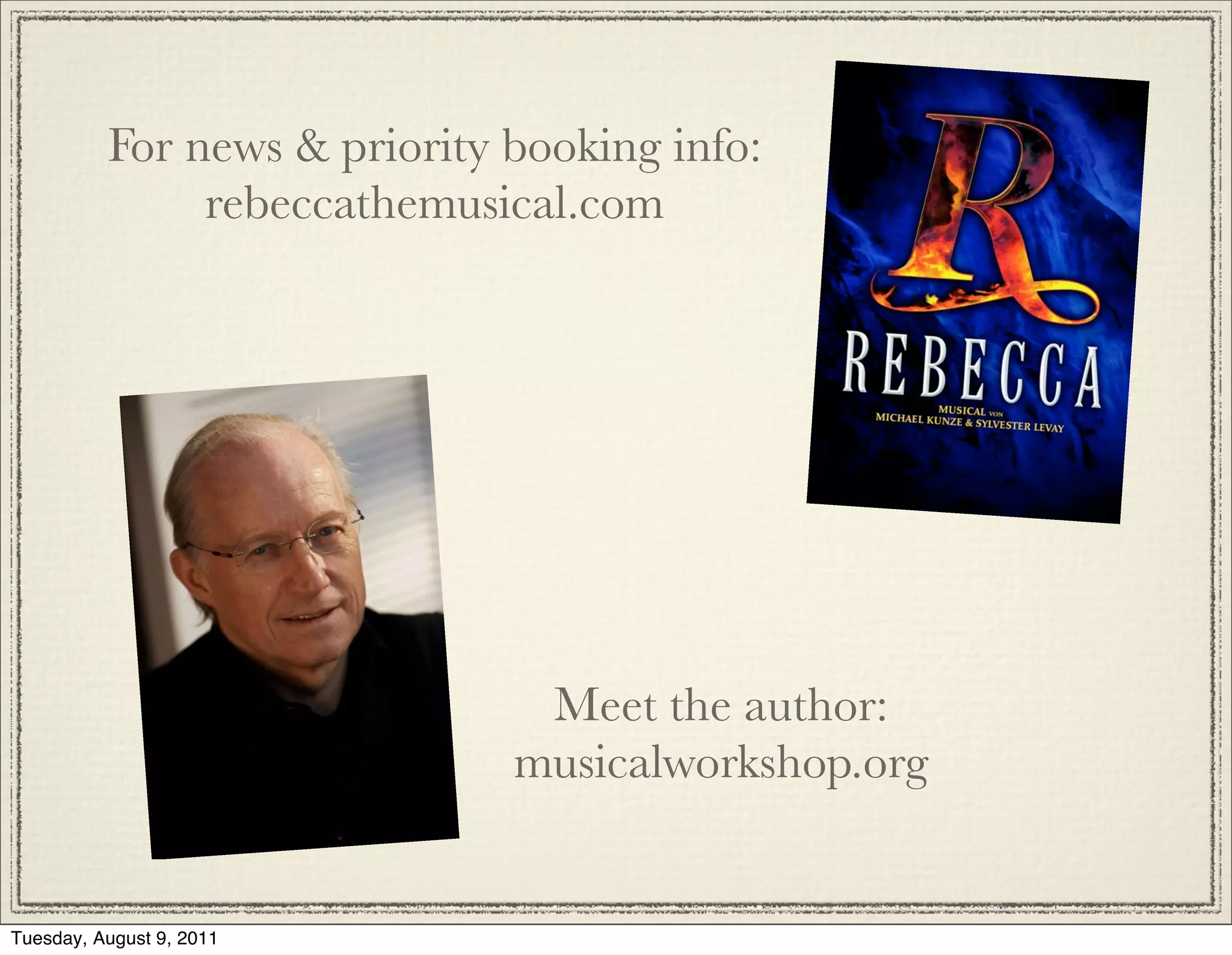 REBECCA Musical On Broadway In 2012 | PPT