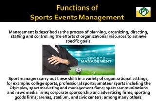 Management of sporting events - physical education | PDF