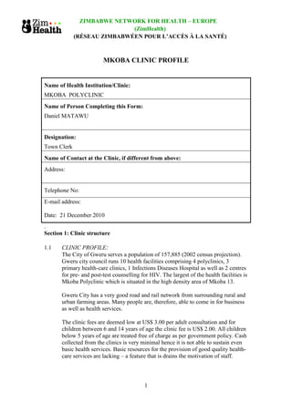 Mkoba gweru clinic profile | PDF