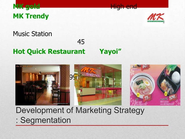 Strategic Marketing Management : MK Restaurant | PPTX