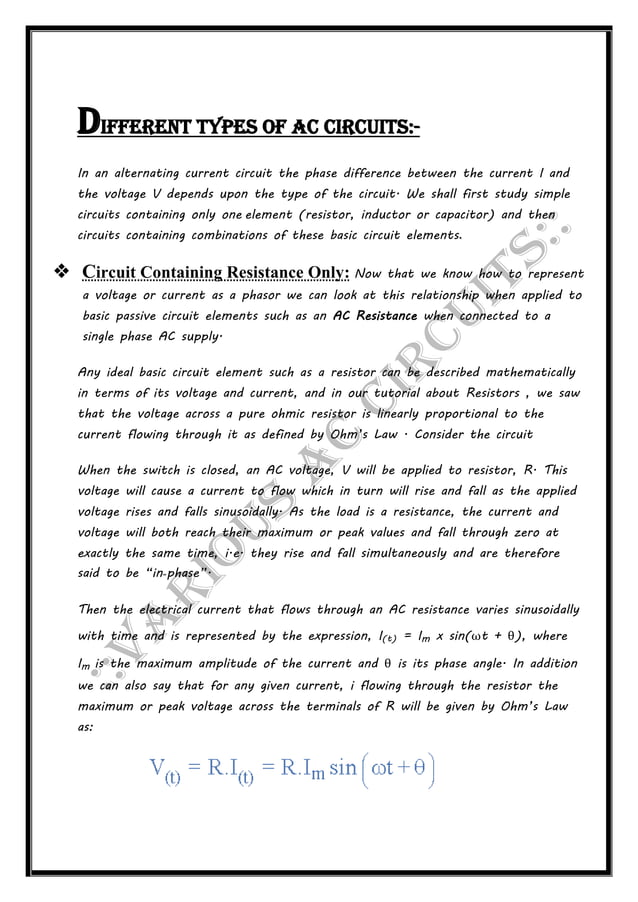 Alternating Current -12 isc 2017 ( investigatory Project) | PDF ...