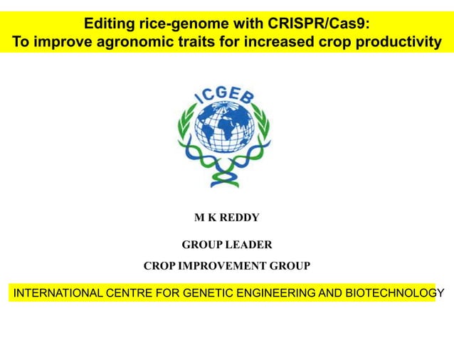 Editing rice-genome with CRISPR/Cas9: To improve agronomic traits for ...