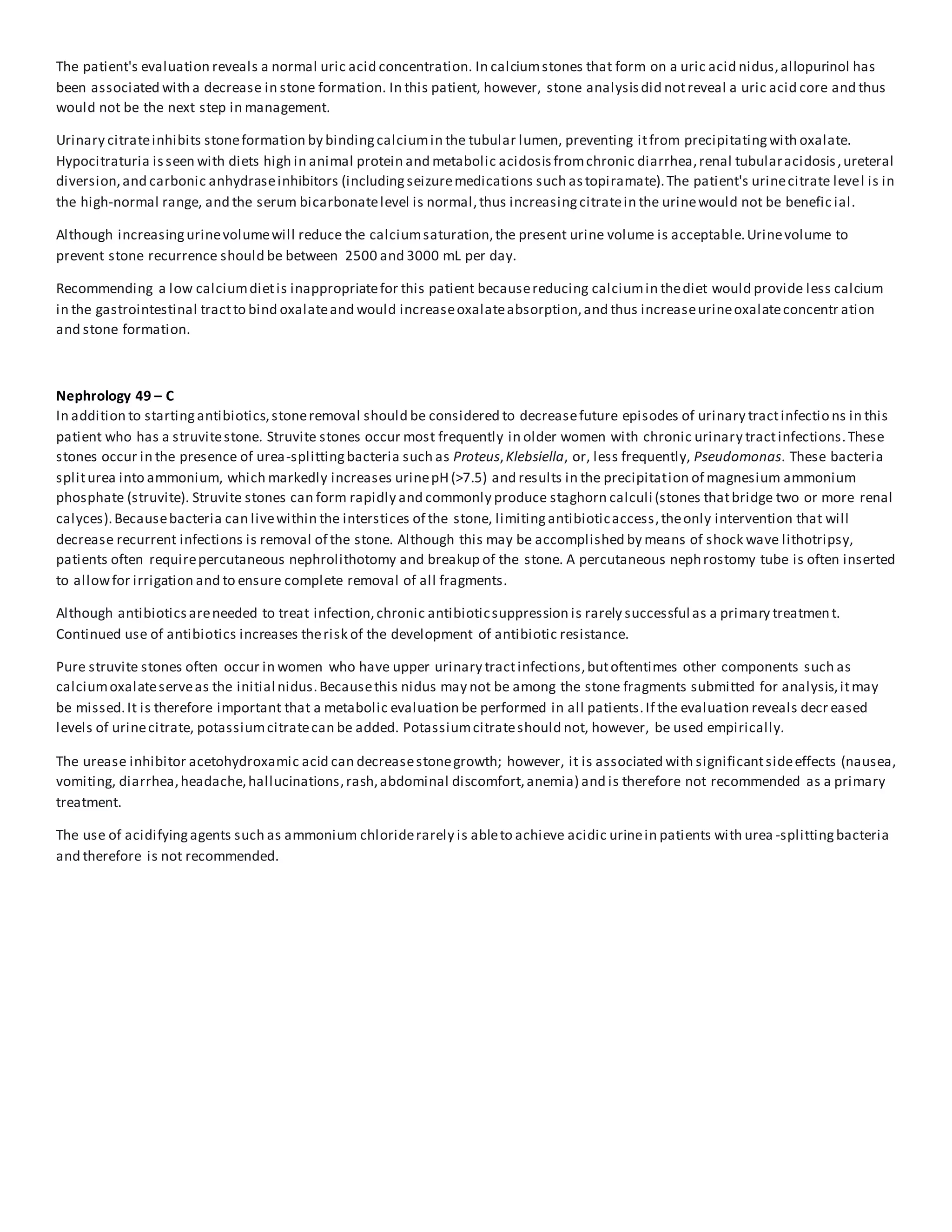 Mksap review 2 26-19 kidney stones | DOCX