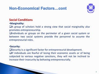 Mkt#210 lecture 2 factors affecting entrepreneurship development | PPTX