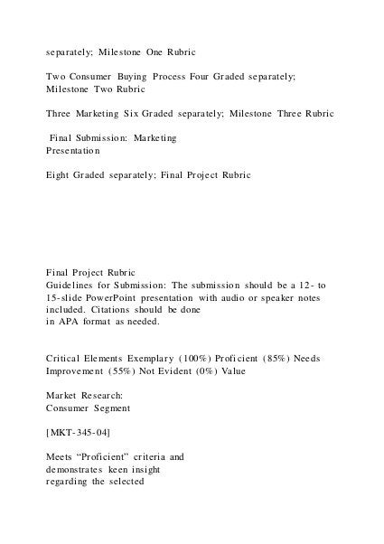 MKT 345 Final Project Guidelines and Rubric Overview | PDF