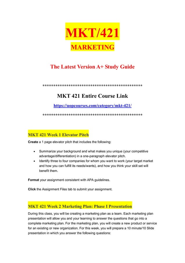 Mkt 421 mkt421 | PDF