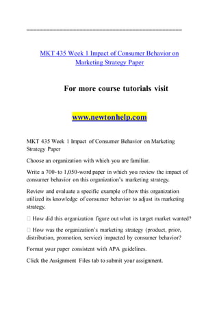 MKT 435 Great Stories /newtonhelp.com