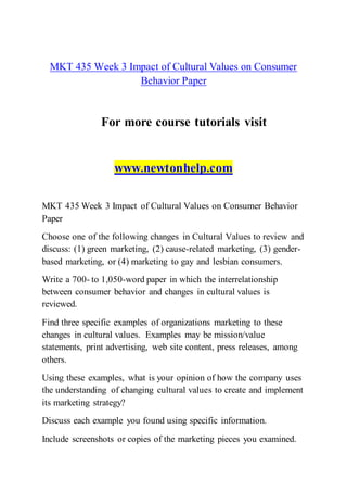 MKT 435 Great Stories /newtonhelp.com