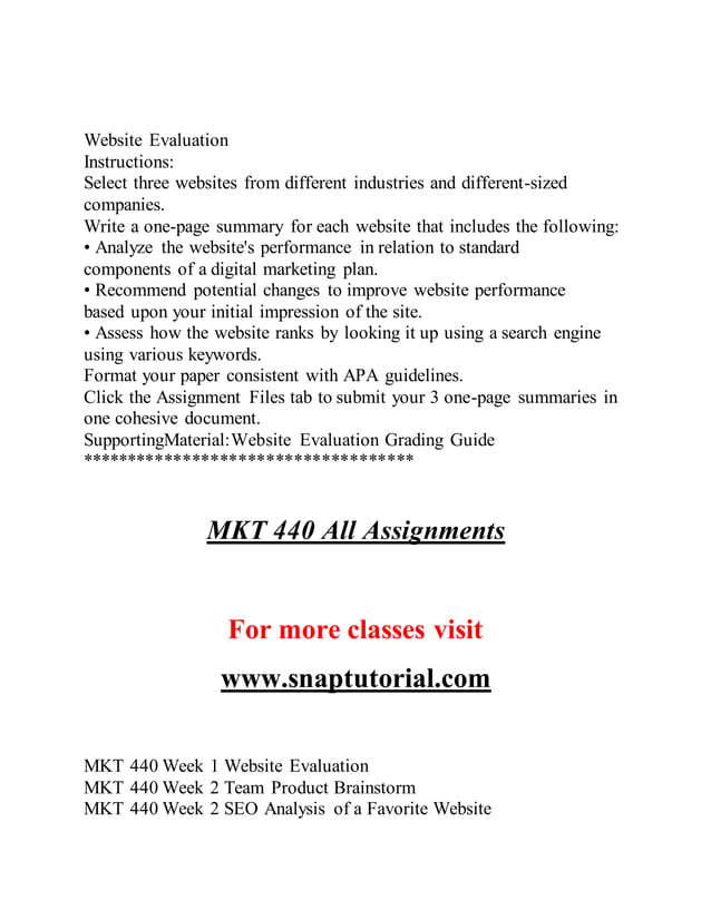 MKT 440 EXceptional Education/snaptutorial.COM