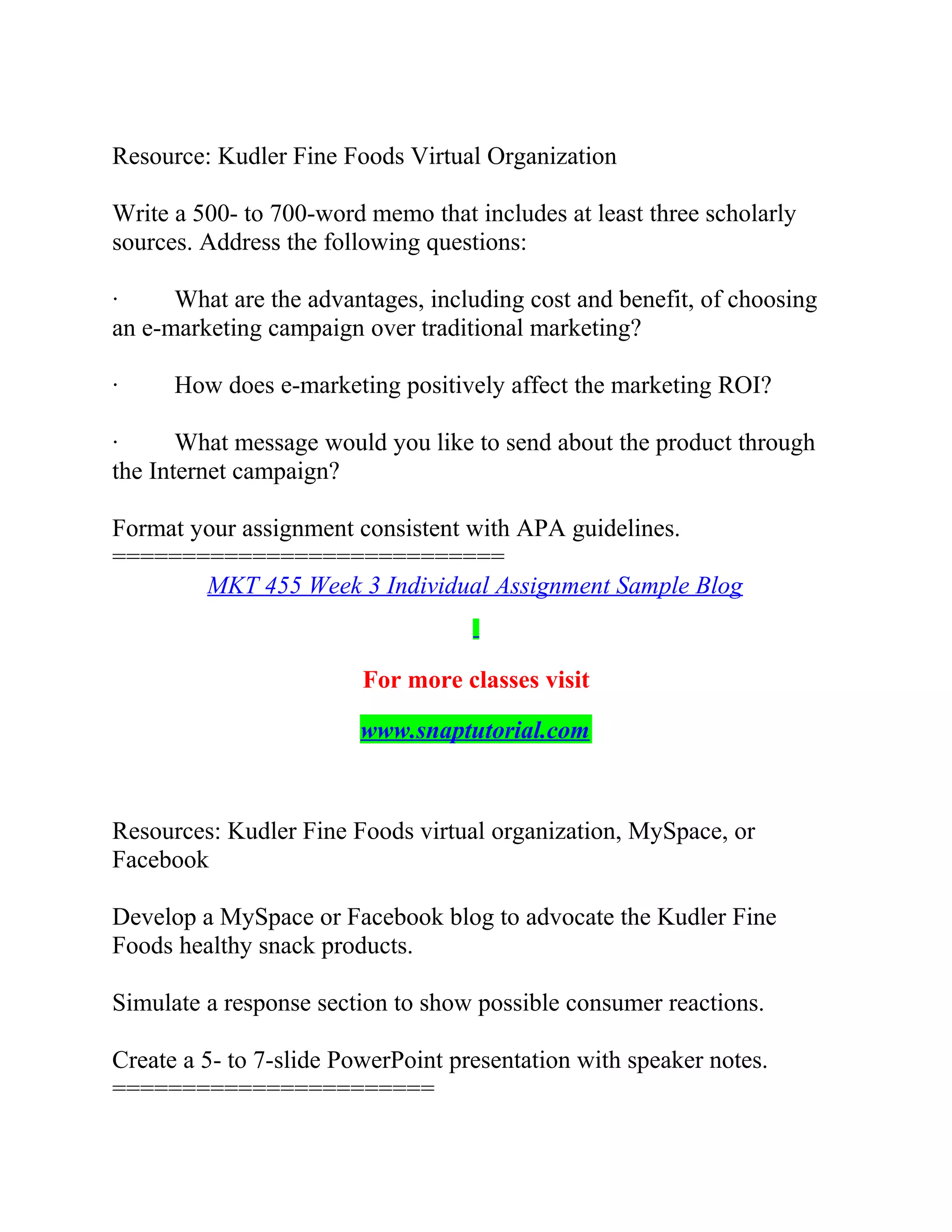 Mkt 455 Massive Success / snaptutorial.com | Marketing and Advertising | Business