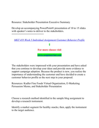 Mkt 455 Massive Success / snaptutorial.com | Marketing and Advertising | Business