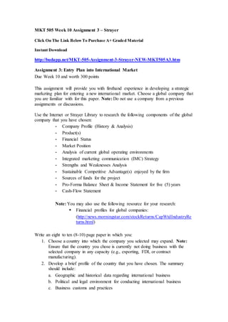 Mkt 505 week 10 assignment 3 – strayer | PDF