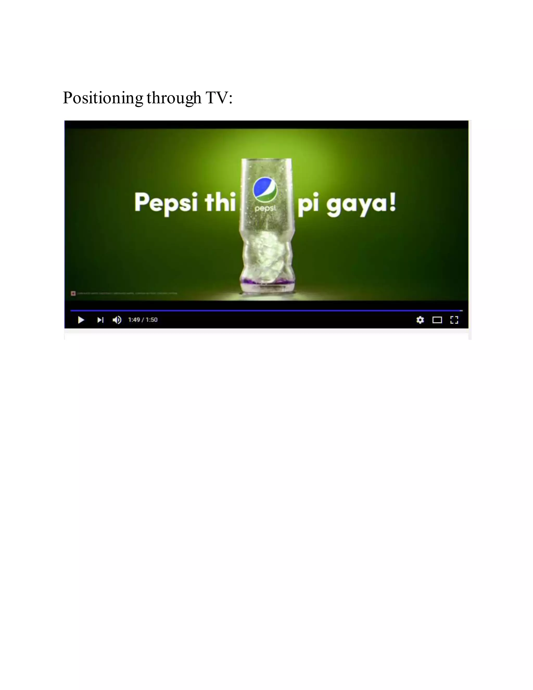 how pepsi positioning takes place | DOCX
