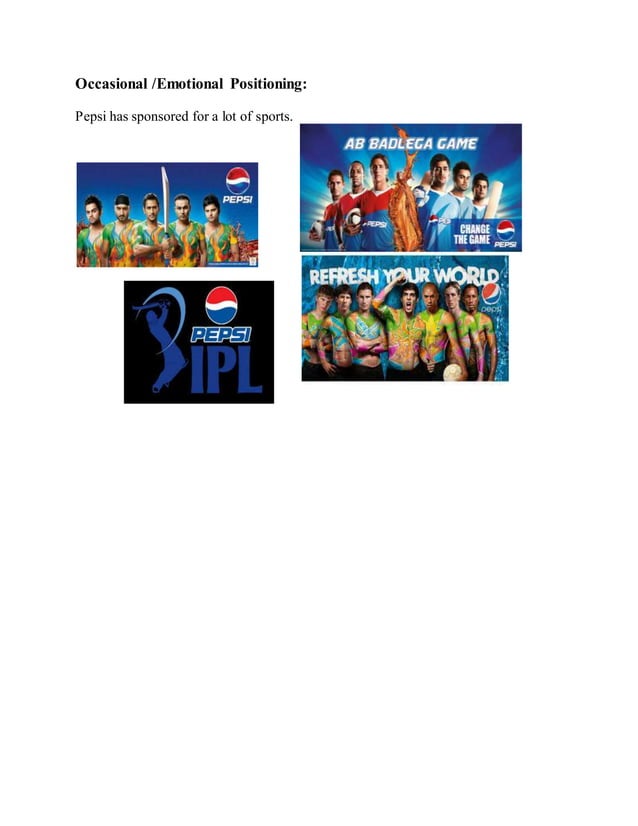 how pepsi positioning takes place | DOCX