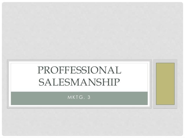 Professional Salesmanship | PPT