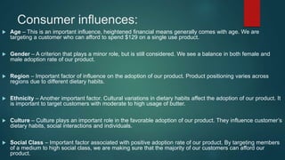 Marketing 330 - Target Customer profile and market segment analysis of the "Biem butter sprayer ...