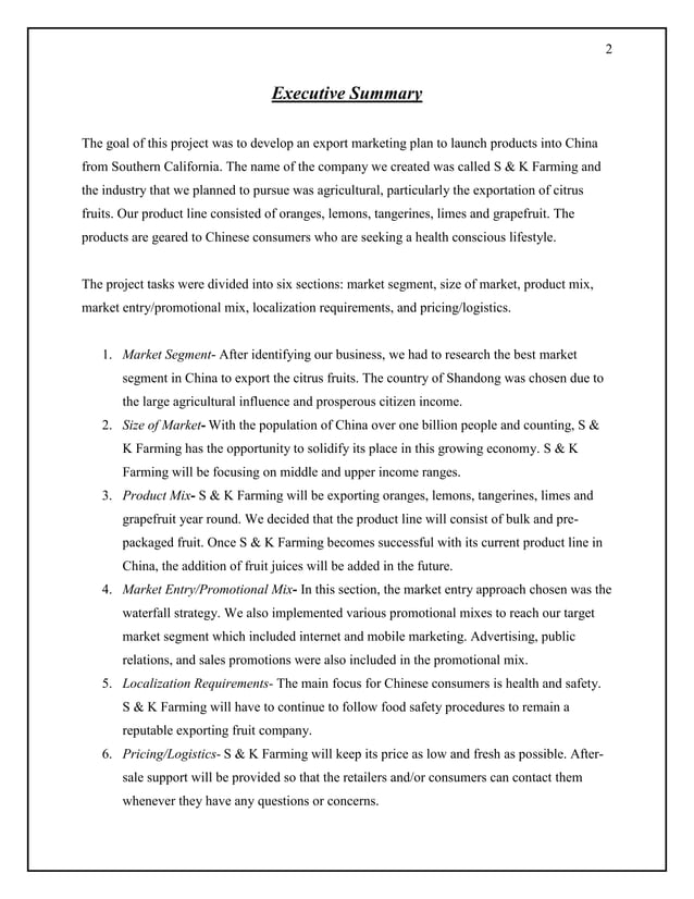 Export Marketing Plan | PDF