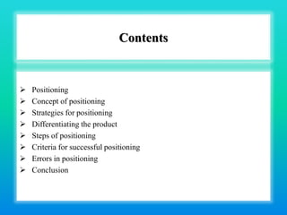 Topic: Positioning | Course: Marketing Management | BBA 4th semester | PPT