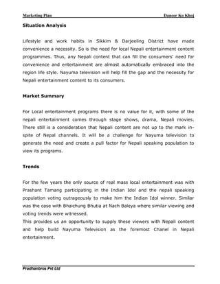Mkt plan for nepali dance reality show 1 | PDF