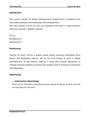 Mkt plan for nepali dance reality show 1 | PDF