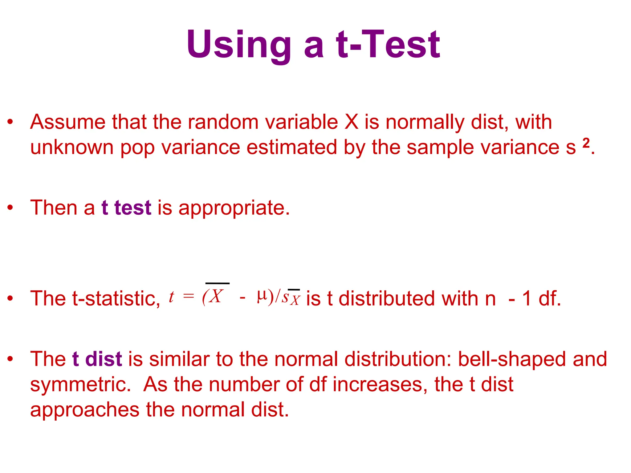 Identifying Appropriate Test Statistics Involving Population Mean | PPT