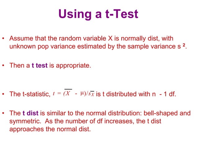 Identifying Appropriate Test Statistics Involving Population Mean | PPT