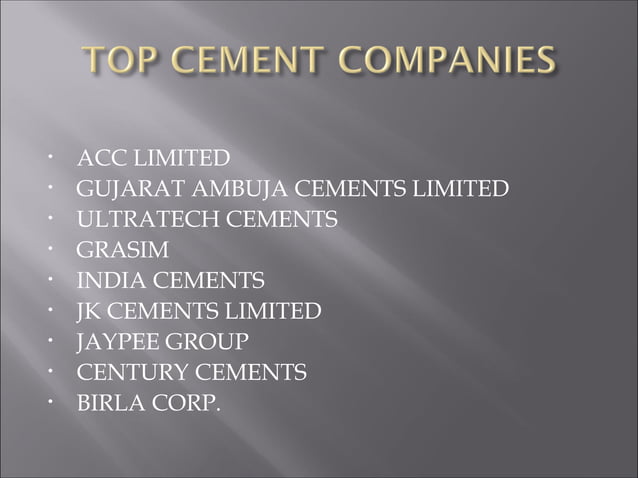 Mkt structure of indian cement industry | PPT