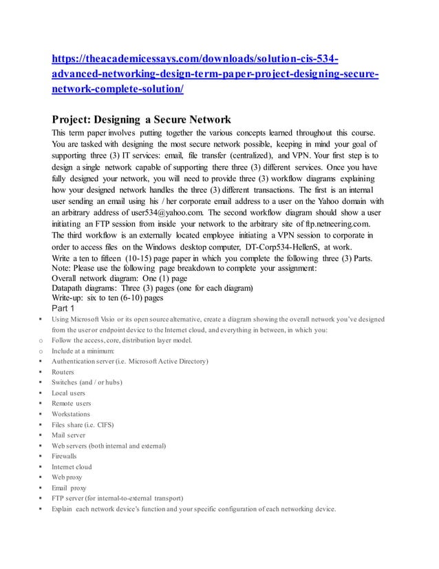 Project: Designing a Secure Network | DOCX | Computer Networking | Computing