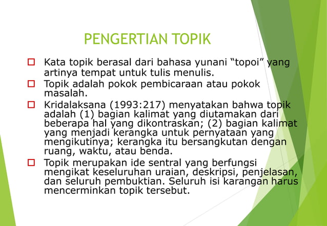 MKU Bahasa Indonesia Materi Topik, Tema, dan Judul Karangan By Asep Perdiansyah | PPTX