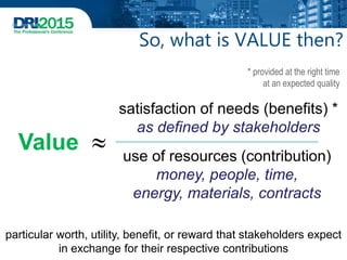Show me the value: Enabling BCM Program Success through Lean thinking | PPT