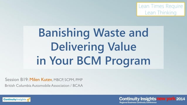 Lean Thinking for BCM/GRC/ERM Program Management | PPT